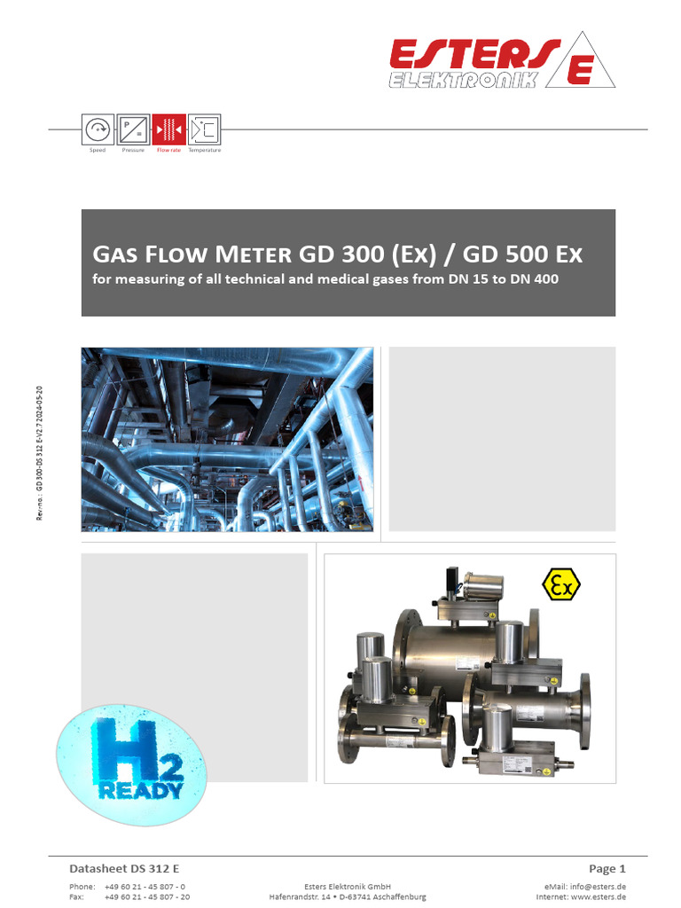 Datasheet GD 300 GD 500 Gas Flowmeter Ds | PDF | Gases | Flow Measurement