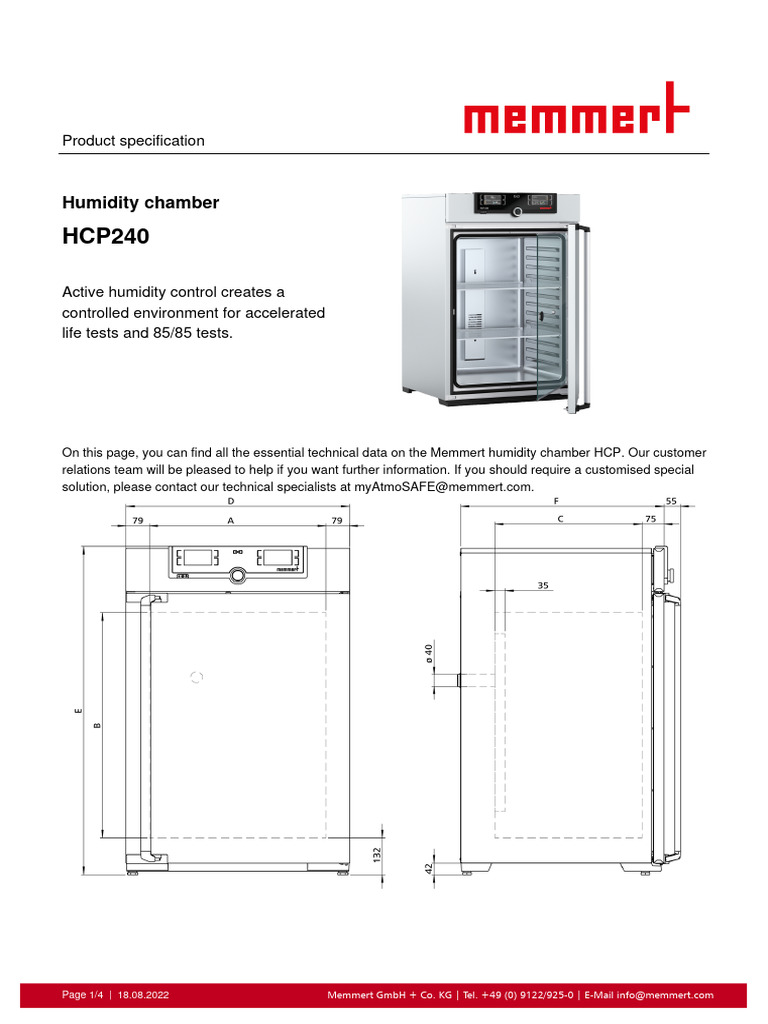 DS Memmert Humidity-Chamber HCP240 EN | PDF | Humidity | Calibration