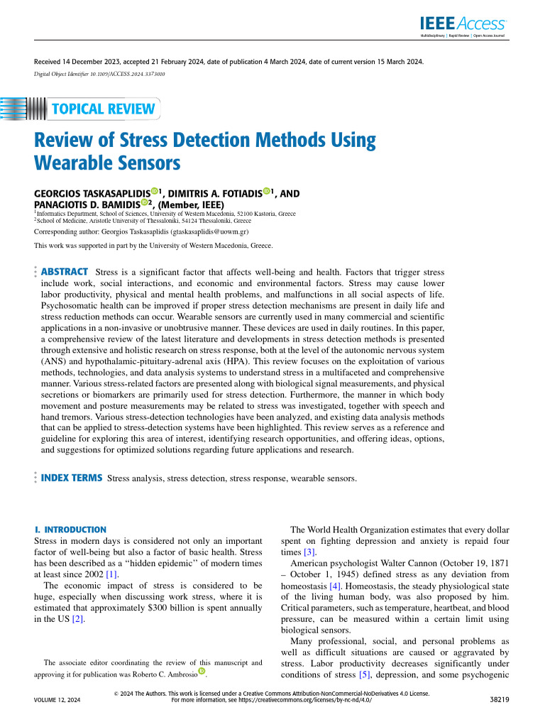 Review of Stress Detection Methods Using Wearable Sensors | PDF ...