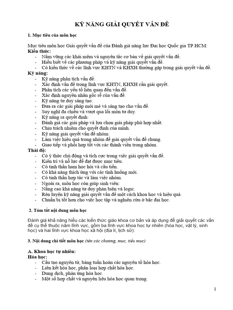 De Cuong Giai Quyet Van de | PDF