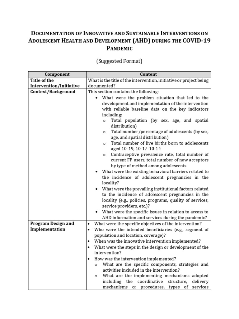 Format For Documentation of AHD For KPA 2022 | PDF | Adolescence ...