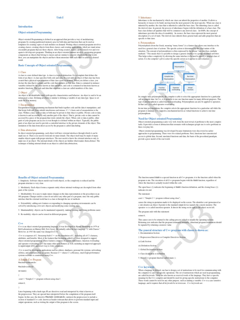 C++ Notes PDF | PDF | Class (Computer Programming) | Inheritance ...
