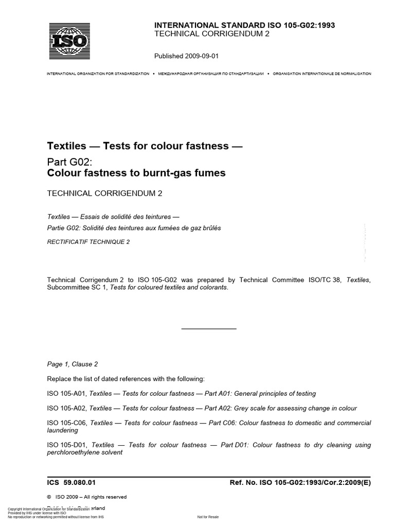 Iso 105-G02 Corr 2-2009 | PDF | International Organization For ...