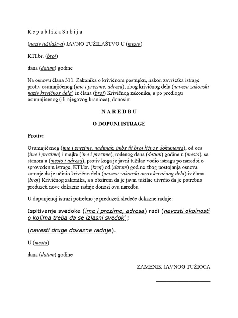 Naredba o Dopuni Istrage | PDF