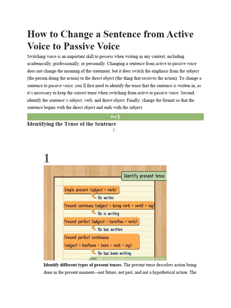 How To Change A Sentence From Active Voice To Passive Voice | PDF ...