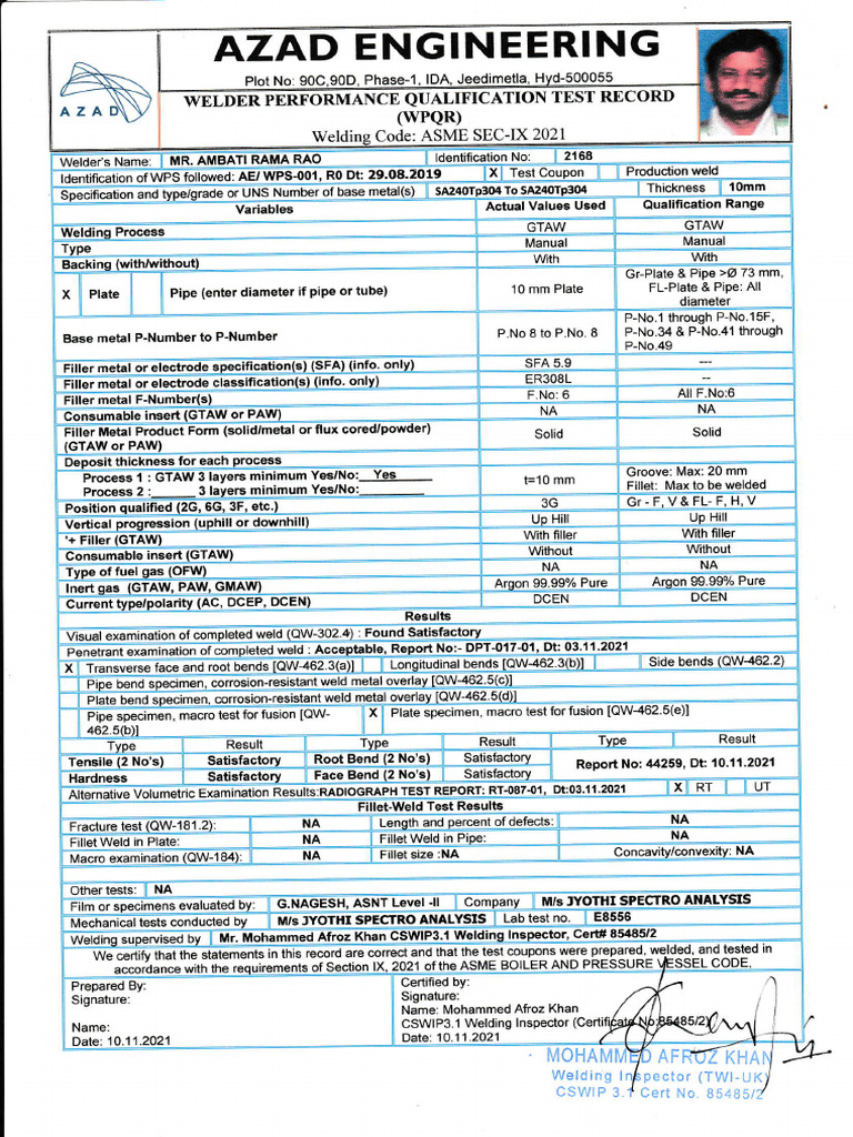 WPQR-WPS-001 & 002-2021 | PDF | Pipe (Fluid Conveyance) | Welding