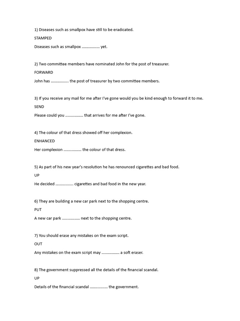 Phrasal Verb Transformations Student's | PDF