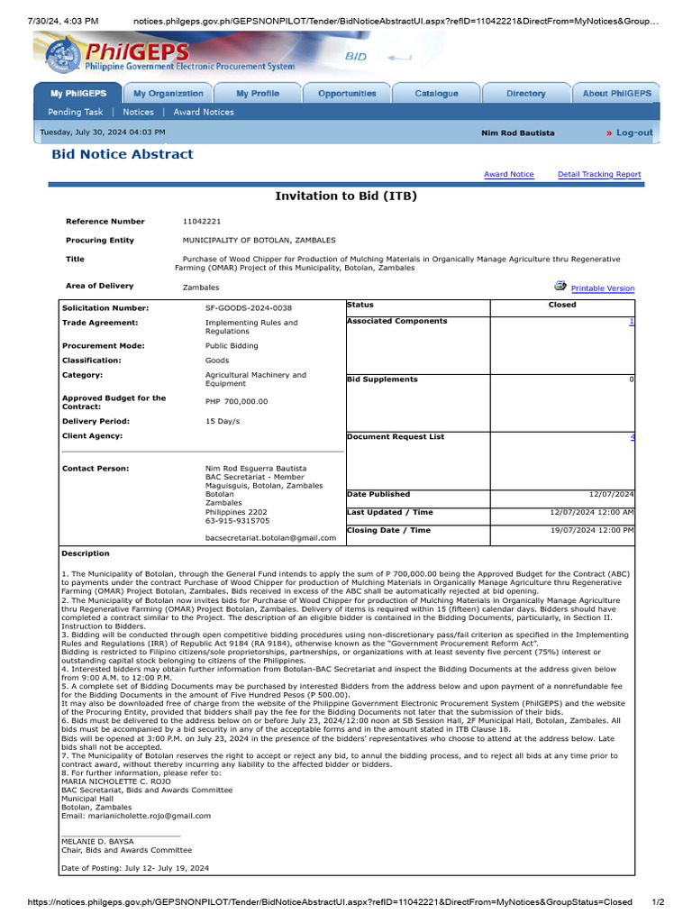 F. Philgeps - ITB | PDF | Procurement