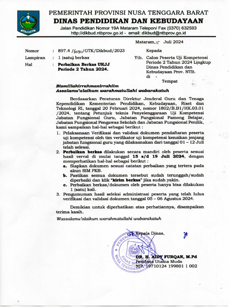 Perbaikan Berkas UKJJ Periode 2 THN 2024024 | PDF