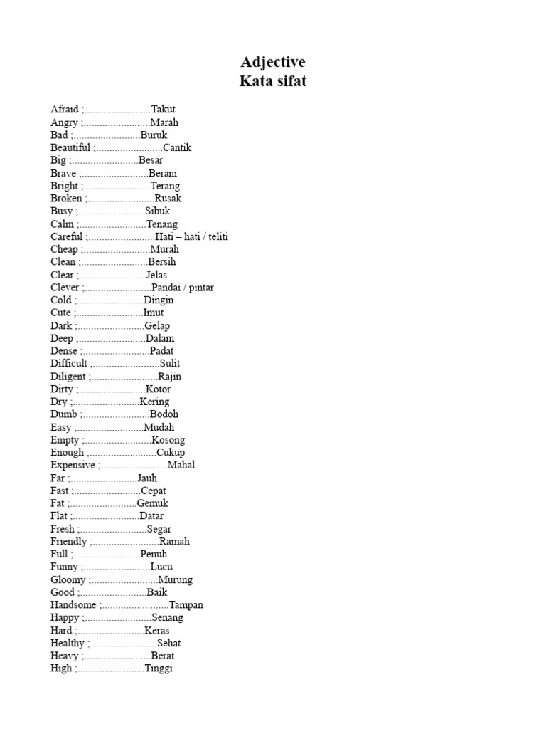 Soal DIY Kelas 1 SD Bahasa Inggris Bab 19 Adjective 00 | PDF