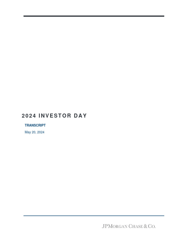 【JPMorgan】2024 Investor Day Transcript - Full Transcript | PDF | Banks ...
