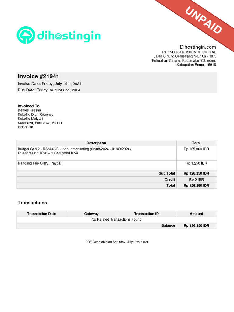 Invoice 21941 | PDF | Communications Protocols | Network Architecture