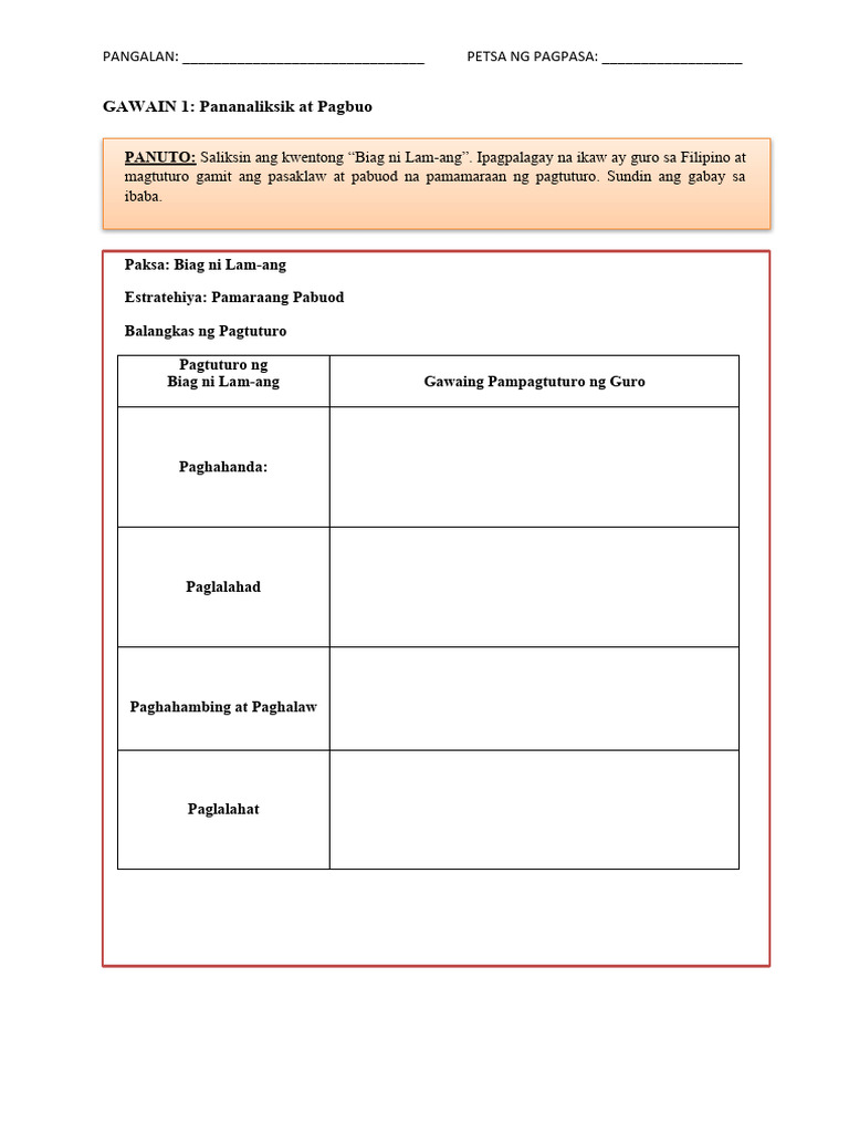 Modyul 3 - Activity Sheet (Filipino Sa Elementarya 2) | PDF