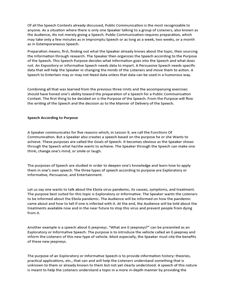 Speech According To Purpose | PDF | Persuasion | Audience