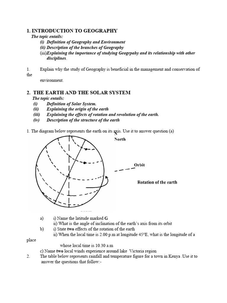 Geography Form 1 Revision Booklet | PDF