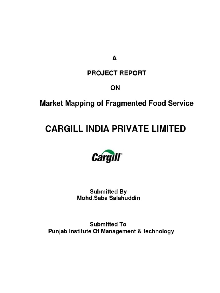 Cargill India Private Limited: Market Mapping of Fragmented Food ...