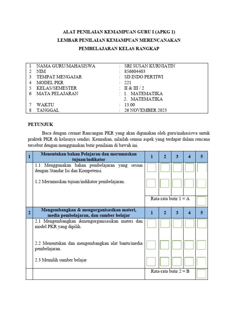 Alat Penilaian Kemampuan Guru I | PDF