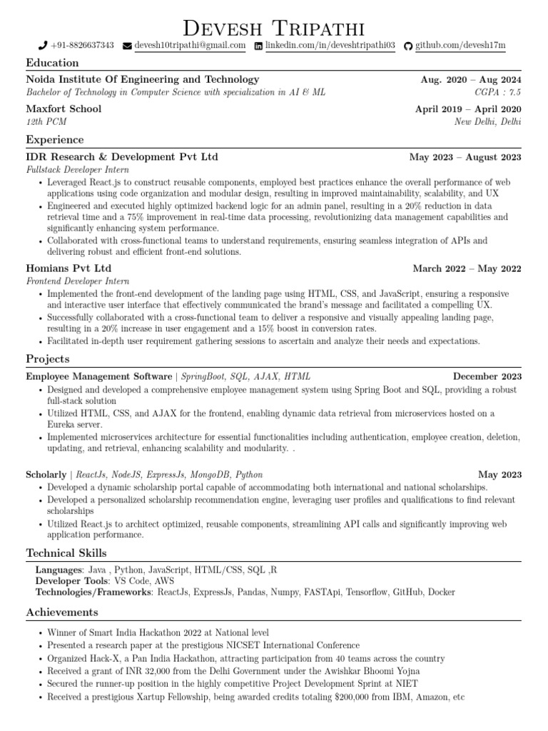 Devesh Resume | PDF | Ajax (Programming) | Computer Engineering Devesh Resume | PDF | Ajax (Programming) | Computer Engineering