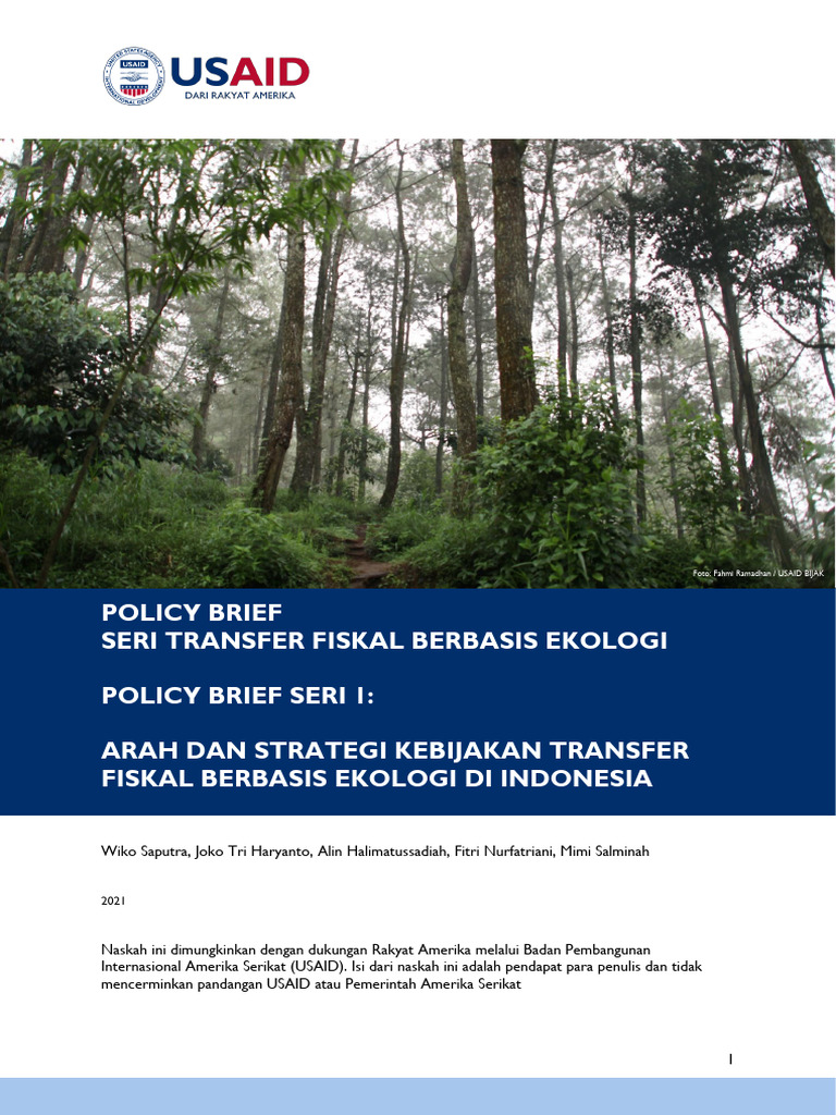 Arah Dan Strategi Kebijakan Transfer Fiskal Berbasis Ekologi Di ...