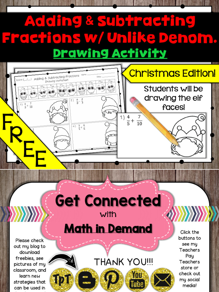 Drawing Activity: Adding & Subtracting Fractions W/ Unlike Denom | PDF ...