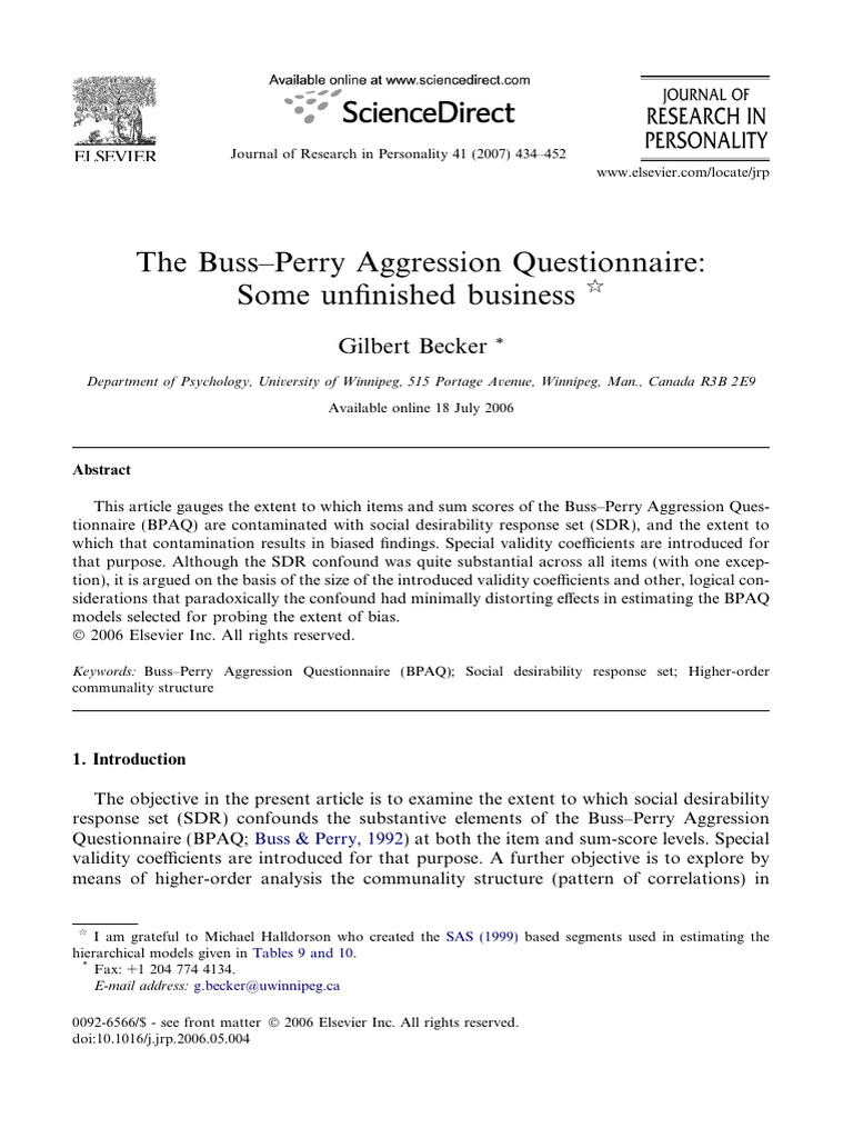 Kuesioner Buss and Perry Agresif 2 | PDF | Factor Analysis | Aggression