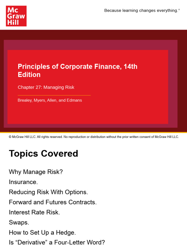 Brealey PCF 14e Chap027 PPT Accessible | PDF | Swap (Finance) | Futures ...