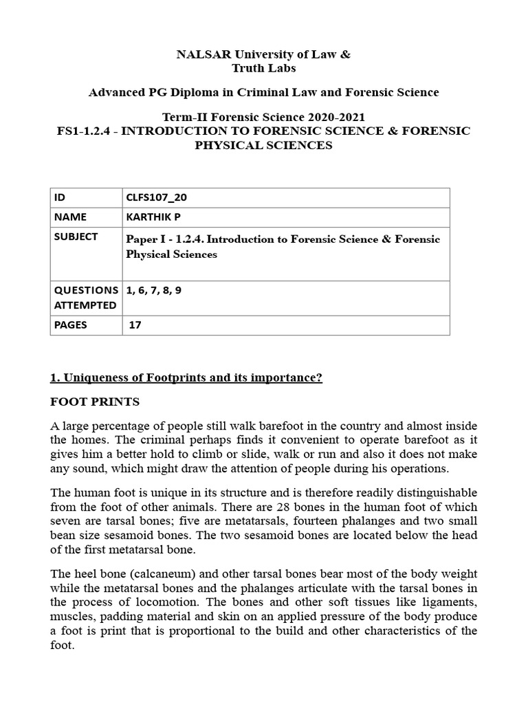 CLFS107 20 Paper1 Assignment | PDF | Fingerprint | Crime Scene