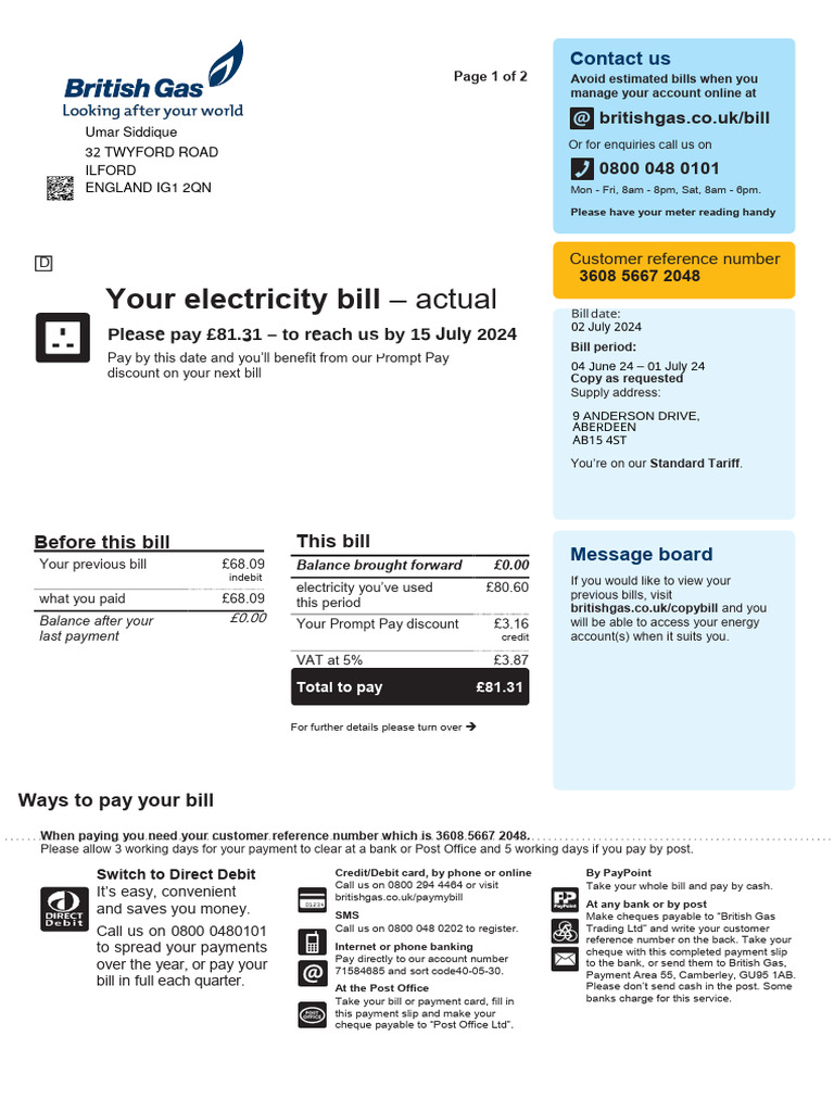 Utilitybill | PDF | Cheque | Payments