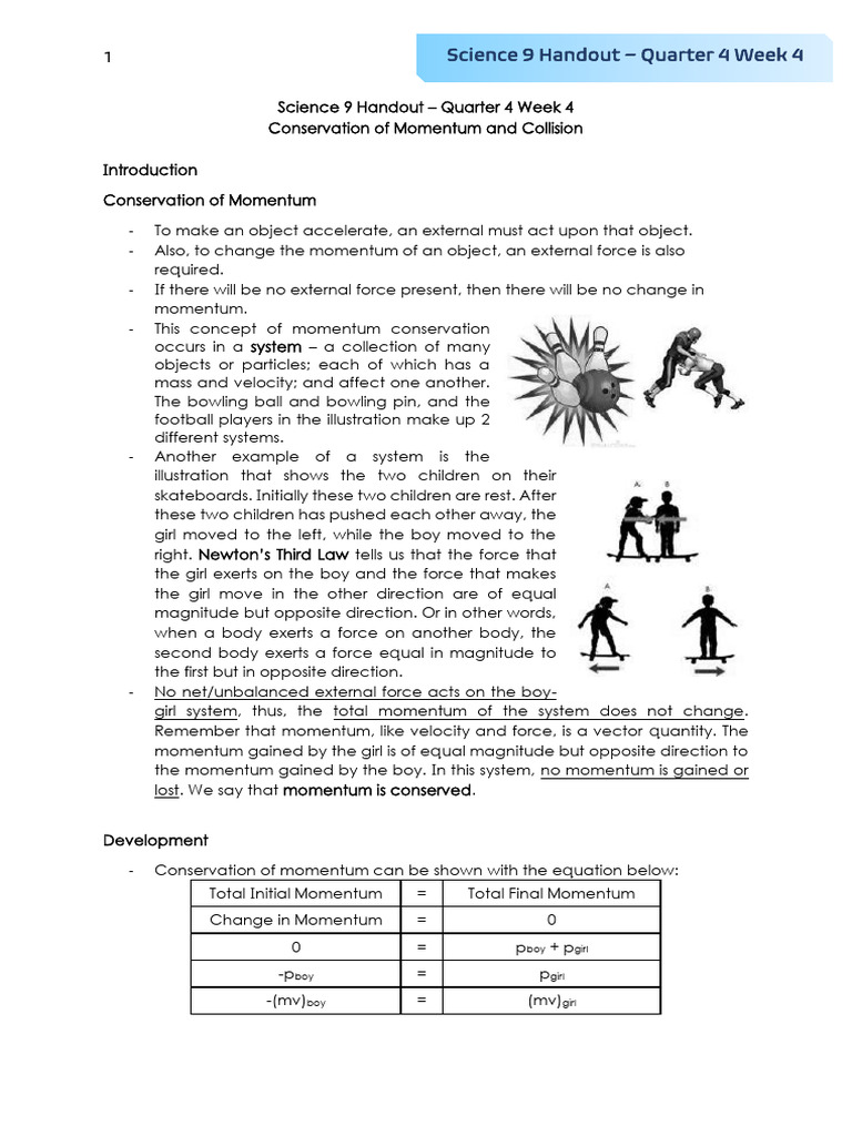 Handout 4 Collision | PDF | Force | Momentum