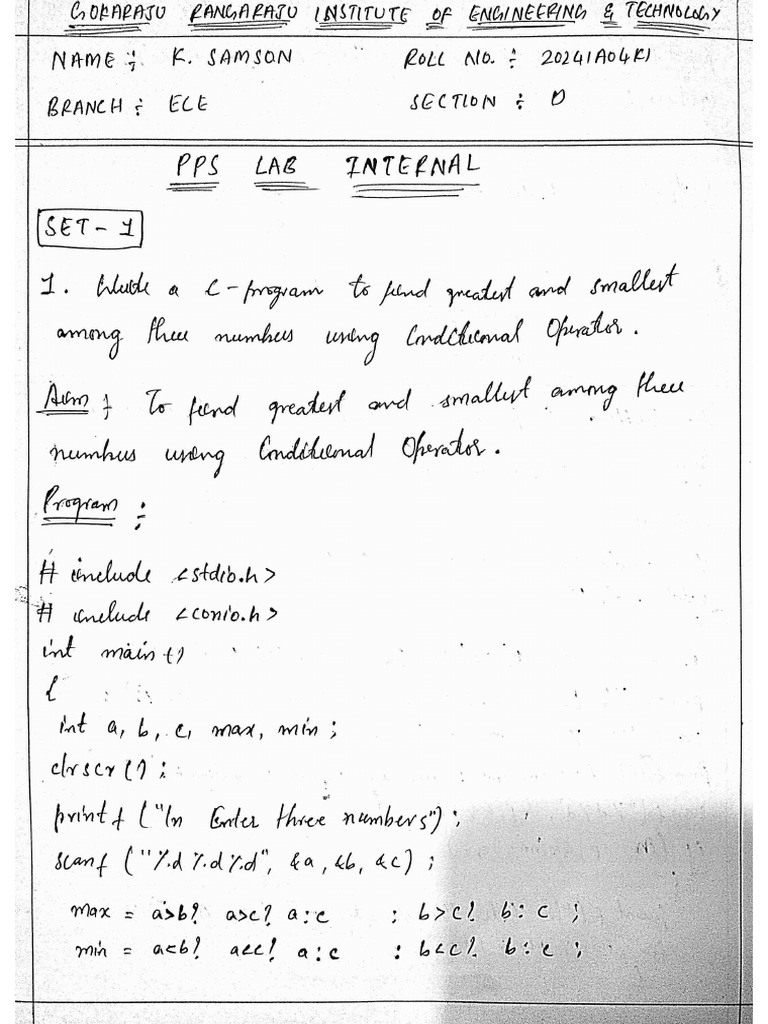 20241a04k1 PPS Lab Internal | PDF