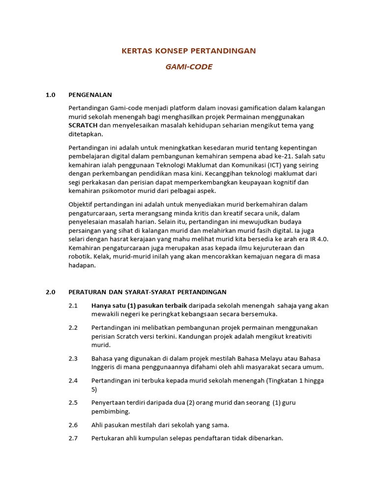 Kertas Konsep Pertandingan Gami-Code | PDF