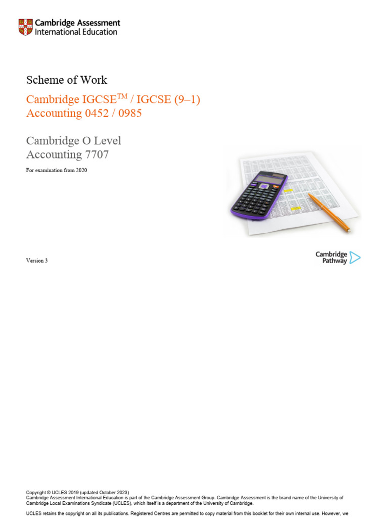 0452 Scheme of Work (For Examination From 2020) | PDF | Debits And ...