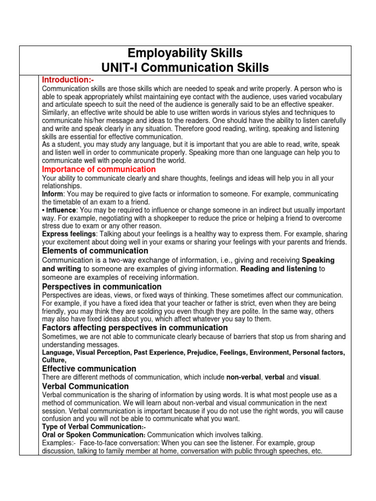 Essential Communication Skills Guide | PDF | Communication | Nonverbal ...