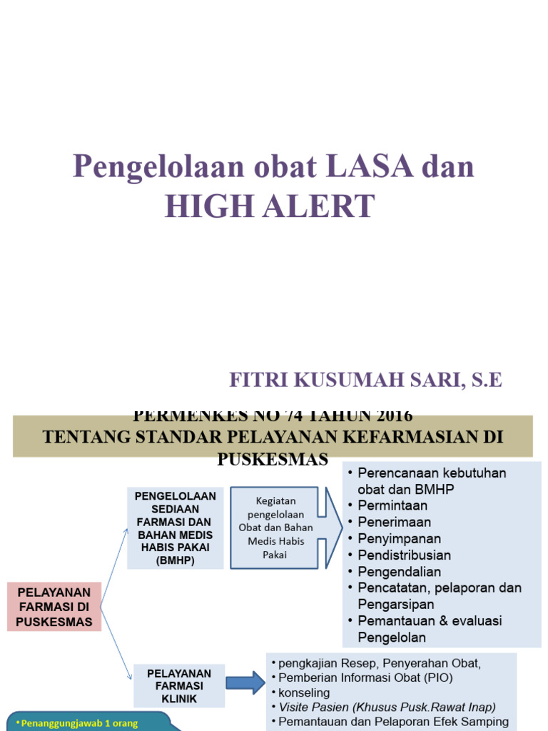 Pengelolaan Obat LASA dan High Alert | PDF