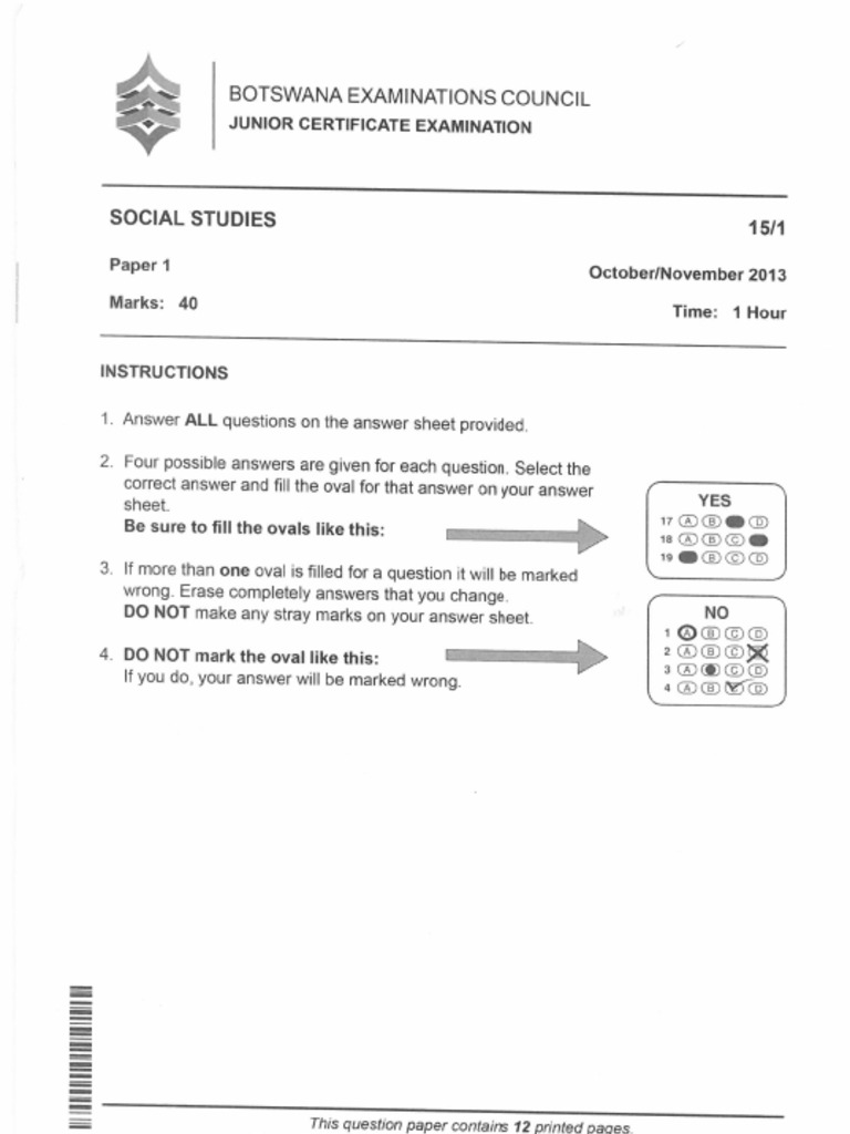 SOCS BEC PAPER 1s (2011-2022) REVISION QUESTIONS | PDF