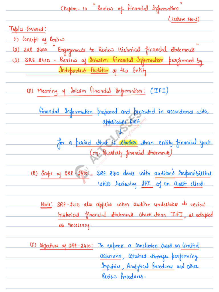 Lecture 5 - Review of Financial Information (SRE 2410) | PDF