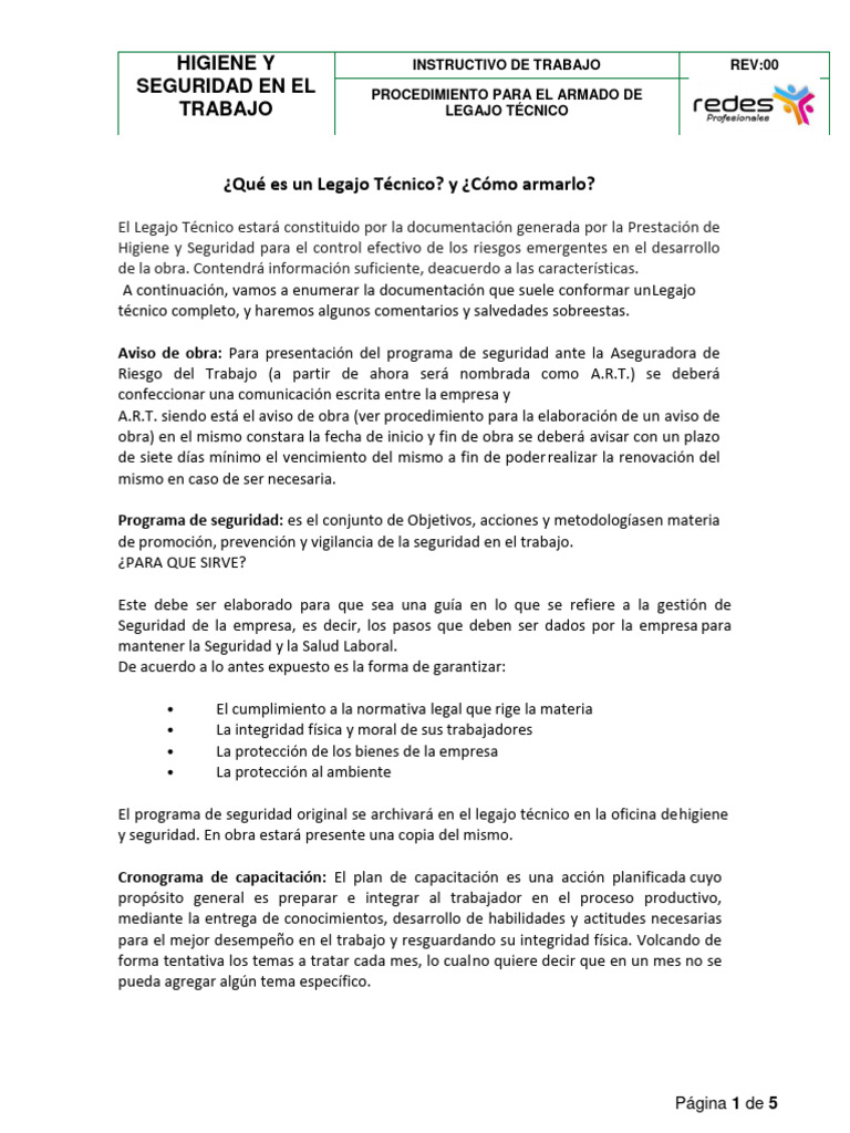 Procedimiento para Armar Un Legajo Técnico | PDF | Valores | Business