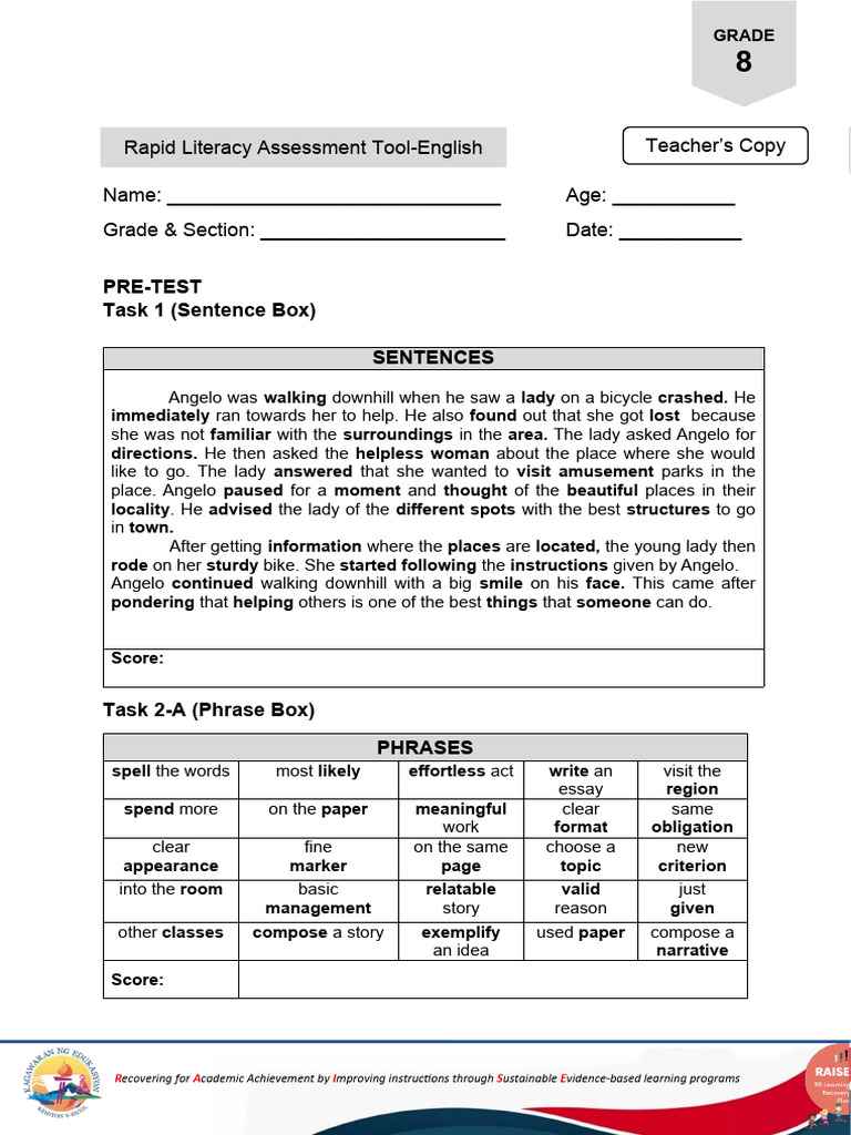 Grade 8 RLA | PDF | Learning | Literacy