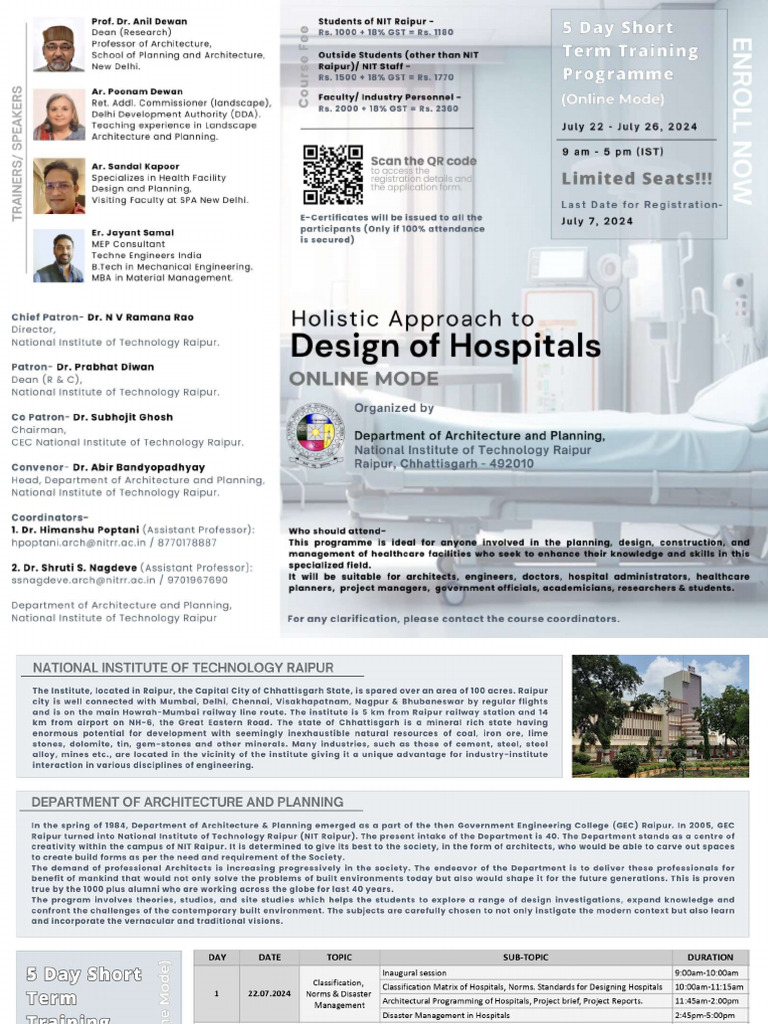 STTP - Holistic Approach To Design of Hospitals Brochure | PDF