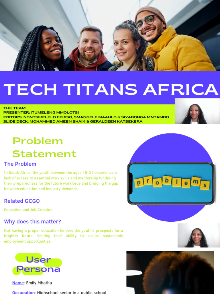 TECH TITANS AFRICA Pitch Deck | PDF | Mentorship | Unemployment