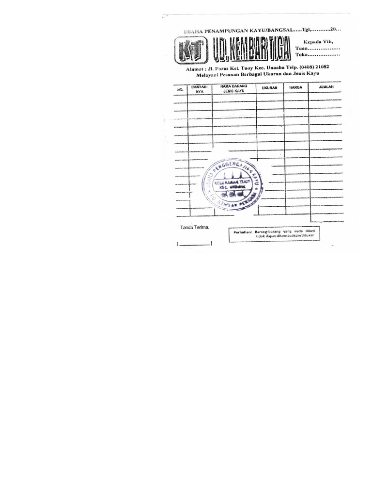 Nota Kayu Yori | PDF