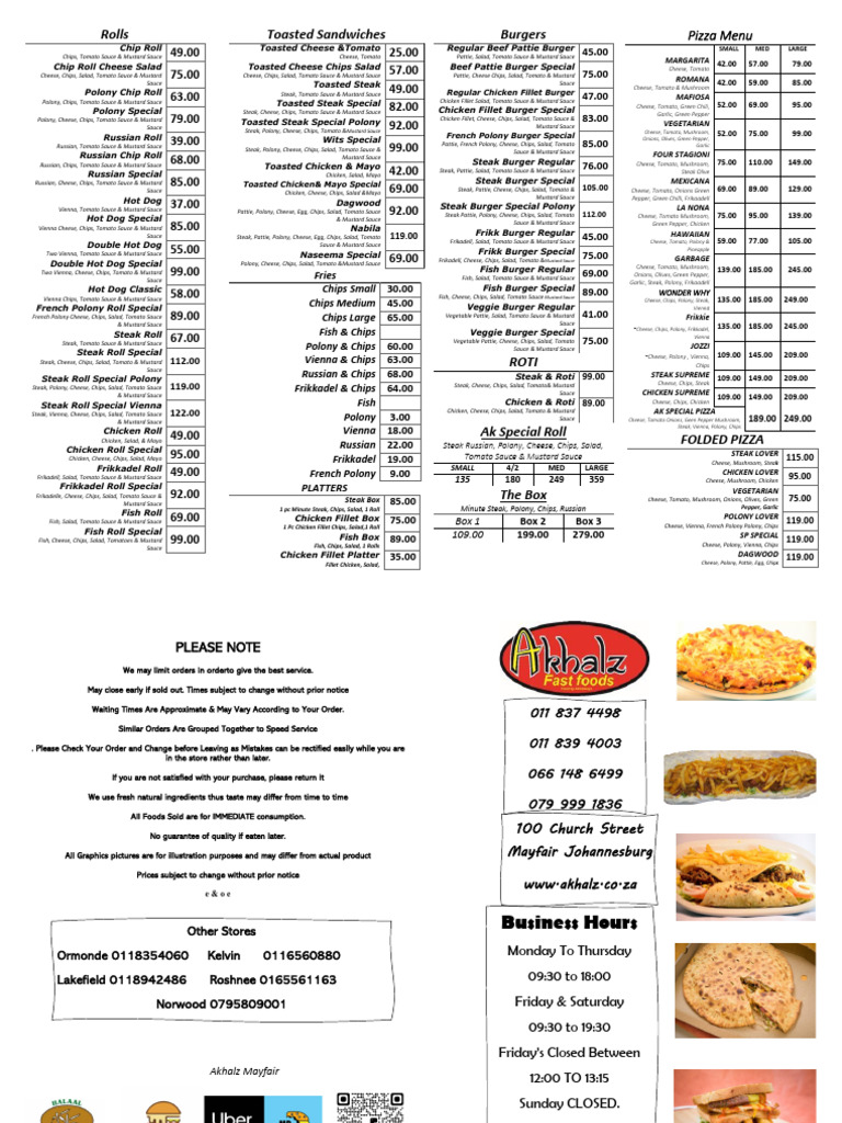 Menu | PDF | Hamburgers | French Fries