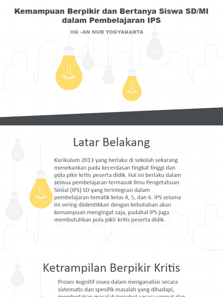 Kemampuan Berpikir Dan Bertanya Siswa SD IPS | PDF