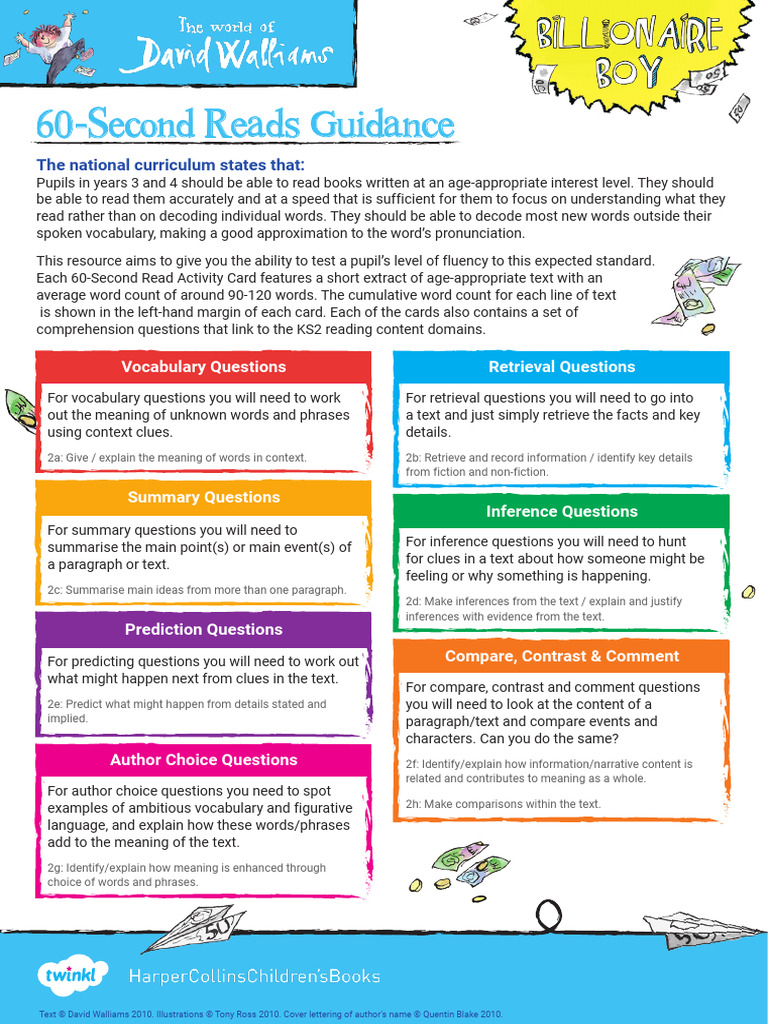 60-Second Reads: KS2 Fluency Guide | PDF | Reading Comprehension ...