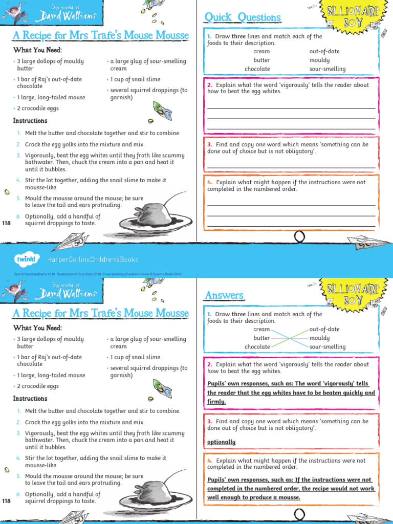 A Recipe For Mrs Trafe's Mouse Mousse | PDF | Foods