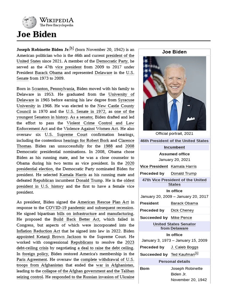 Joe_Biden | PDF | Joe Biden | Federal Government Of The United States