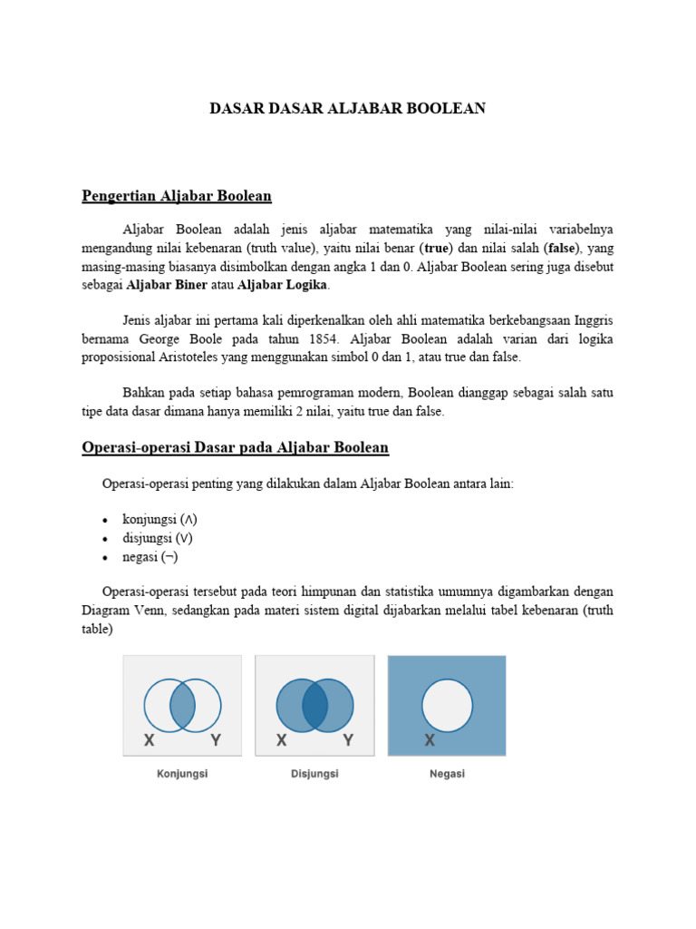 Dasar Dasar Aljabar Boolean | PDF