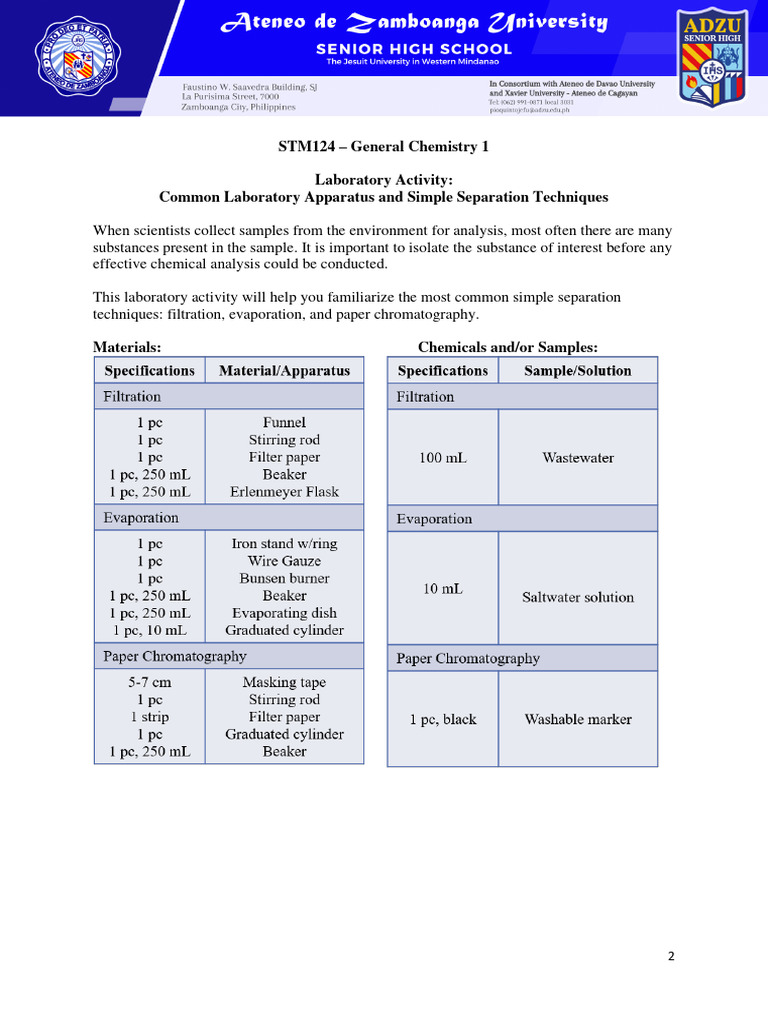 Laboratory Techniques for Separation | PDF | Filtration | Chemistry