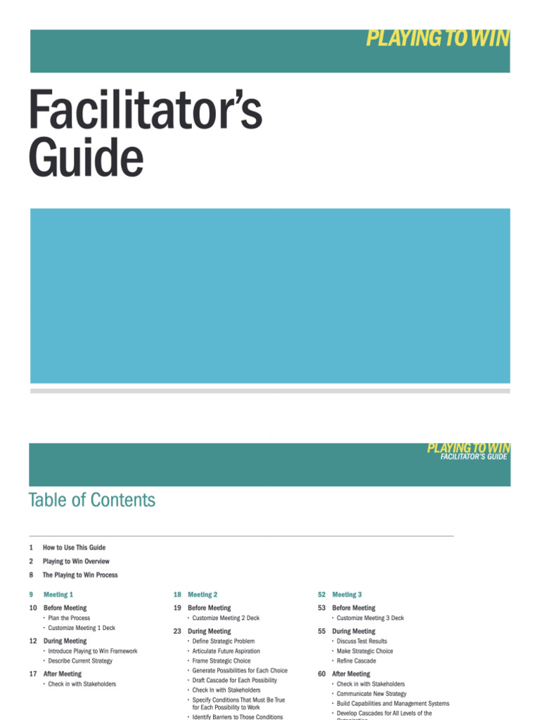 Playing To Win - Facilitator's Guide | PDF