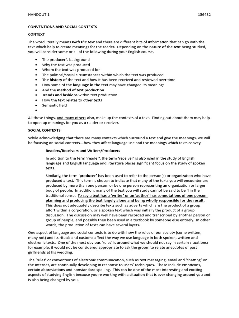 Eng109 Social Context and Conventions 3.12 | PDF | Socialization | English Language